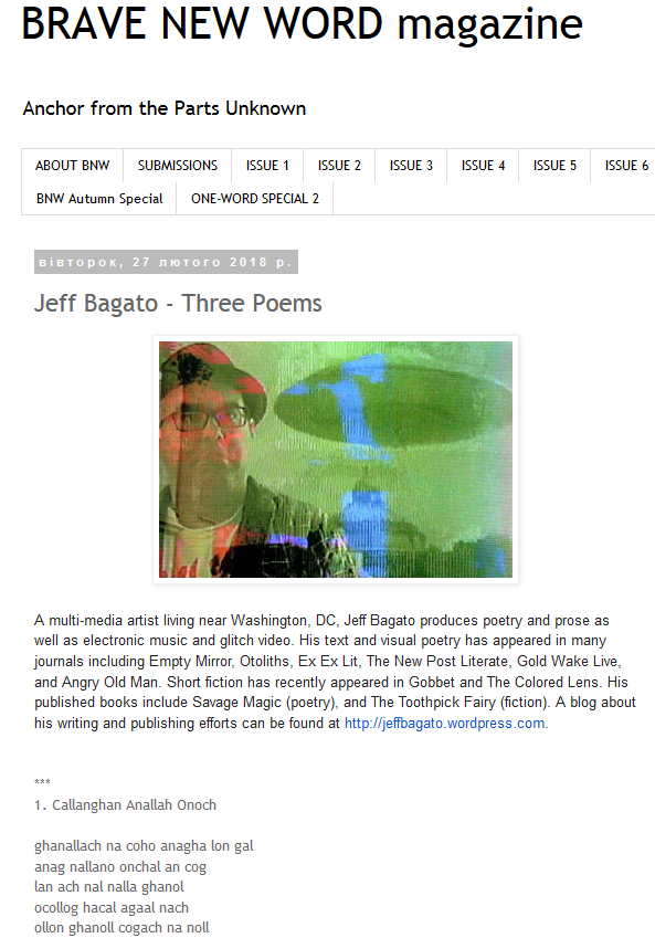 3 Gonch poems in Brave New Word | jeff bagato