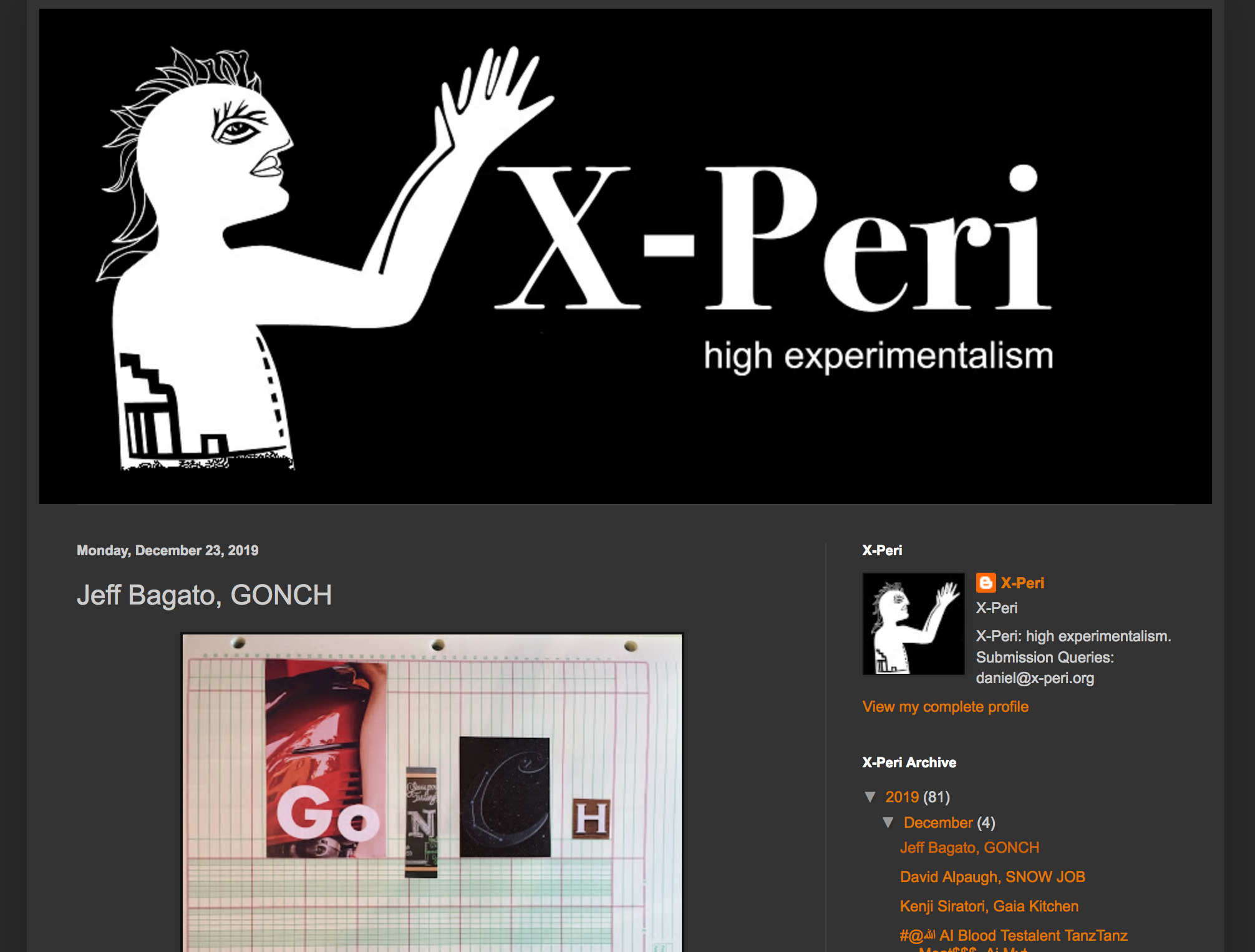 Four Gonch poems published in X-Peri | jeff bagato